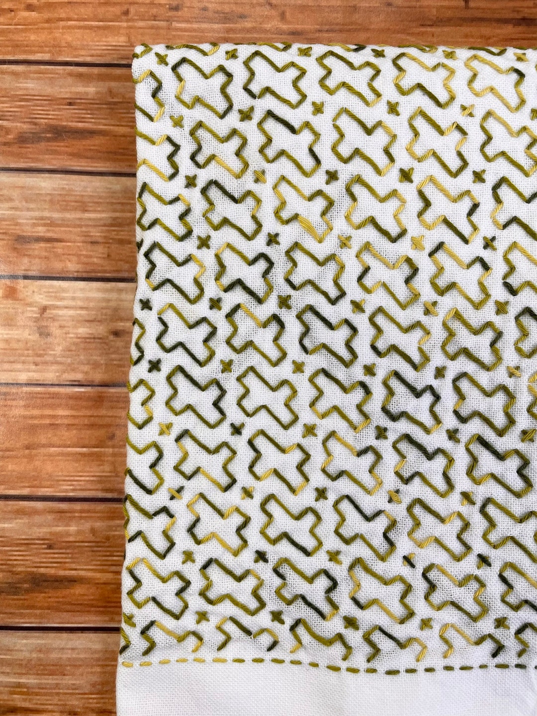 SASHIKO Dish Towel Kit nagashijyuuji flowing Cross Pattern olympus - Etsy