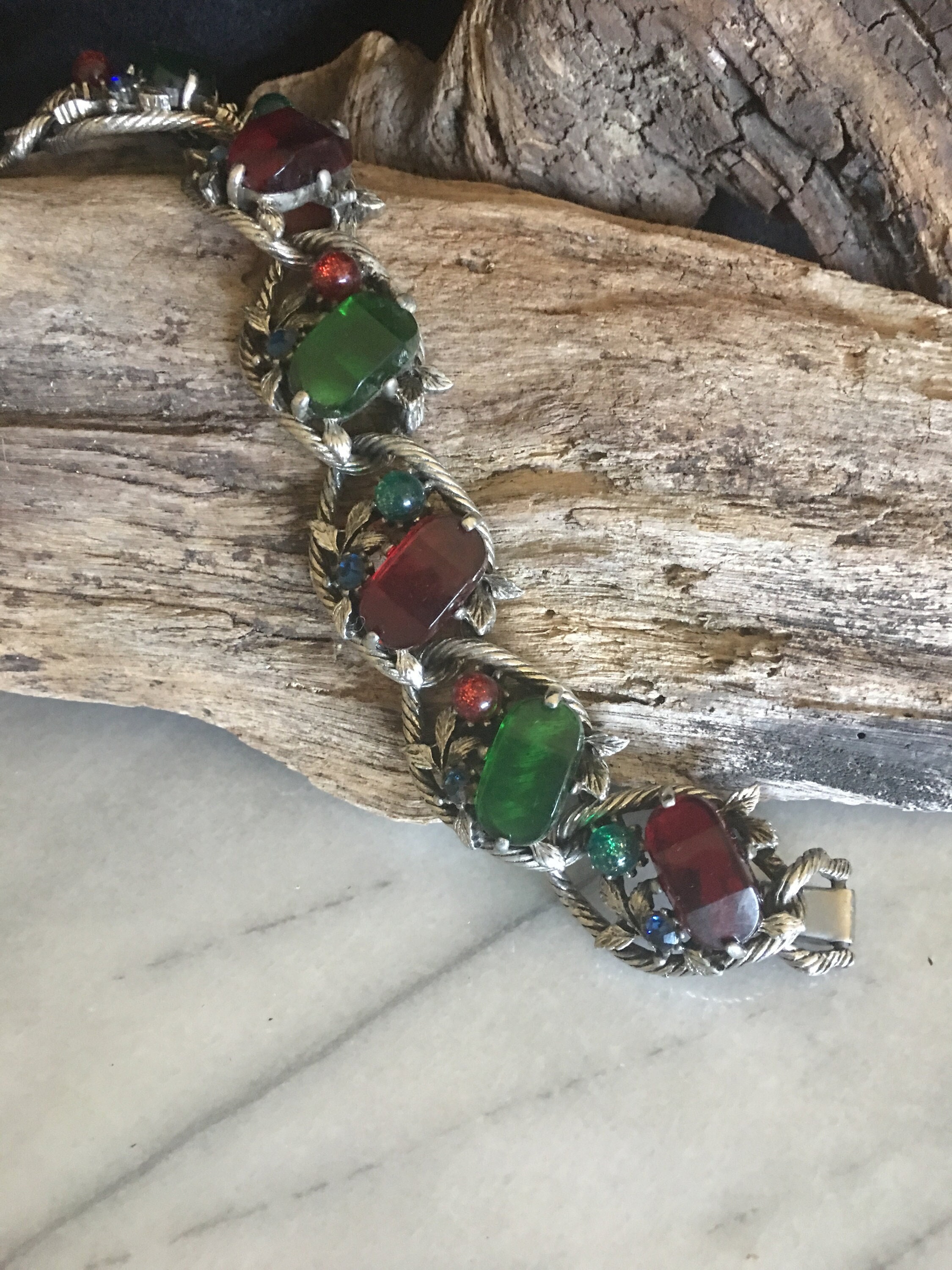 Selini, Selro Style Vintage Selini Silver Tone Chunky Bracelet With Art ...
