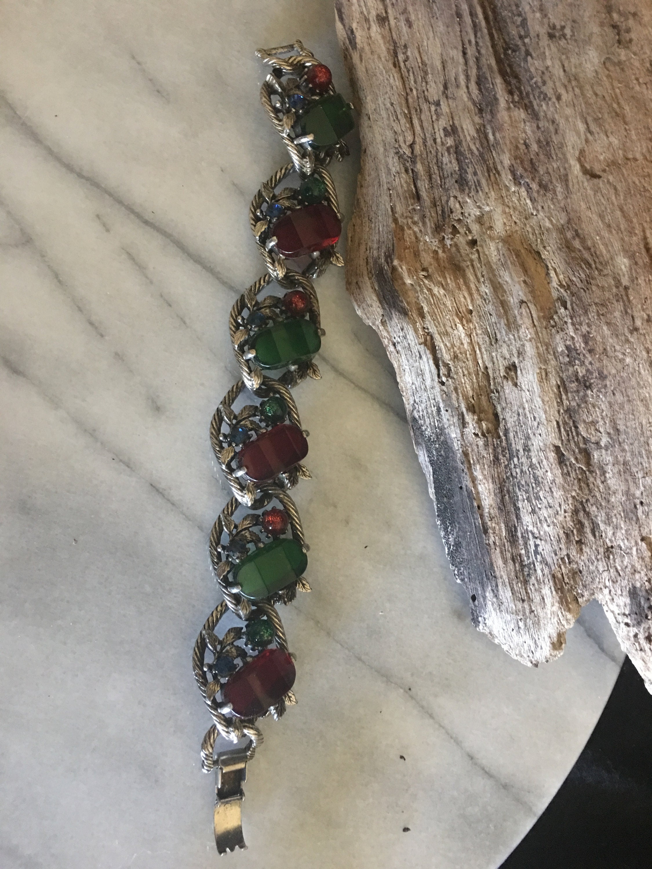 Selini, Selro Style Vintage Selini Silver Tone Chunky Bracelet With Art ...
