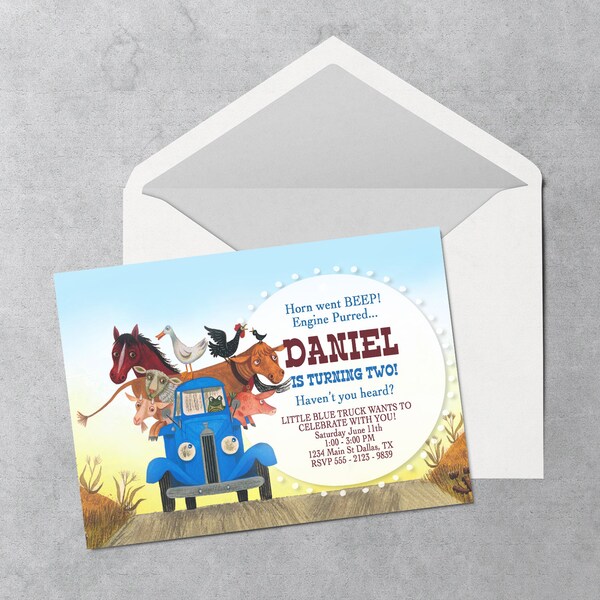 Little Blue Truck Birthday Invitation - Etsy