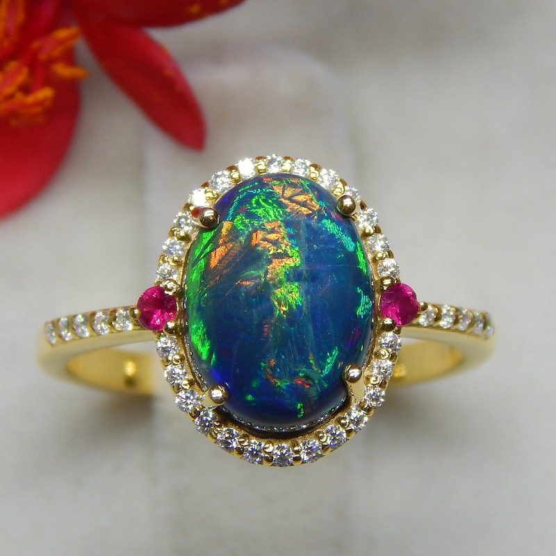 Black Opal Ring - Etsy