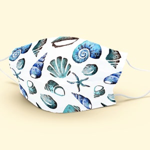 Sea Shell Face Mask Seashell Print Masktrendy Face Mask | Etsy