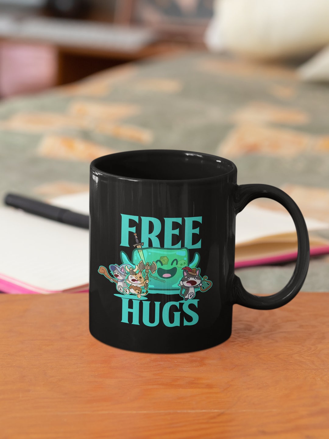 Dnd Mug. Cute Gelatinous Cube Free Hugs. Cats Roleplaying. - Etsy