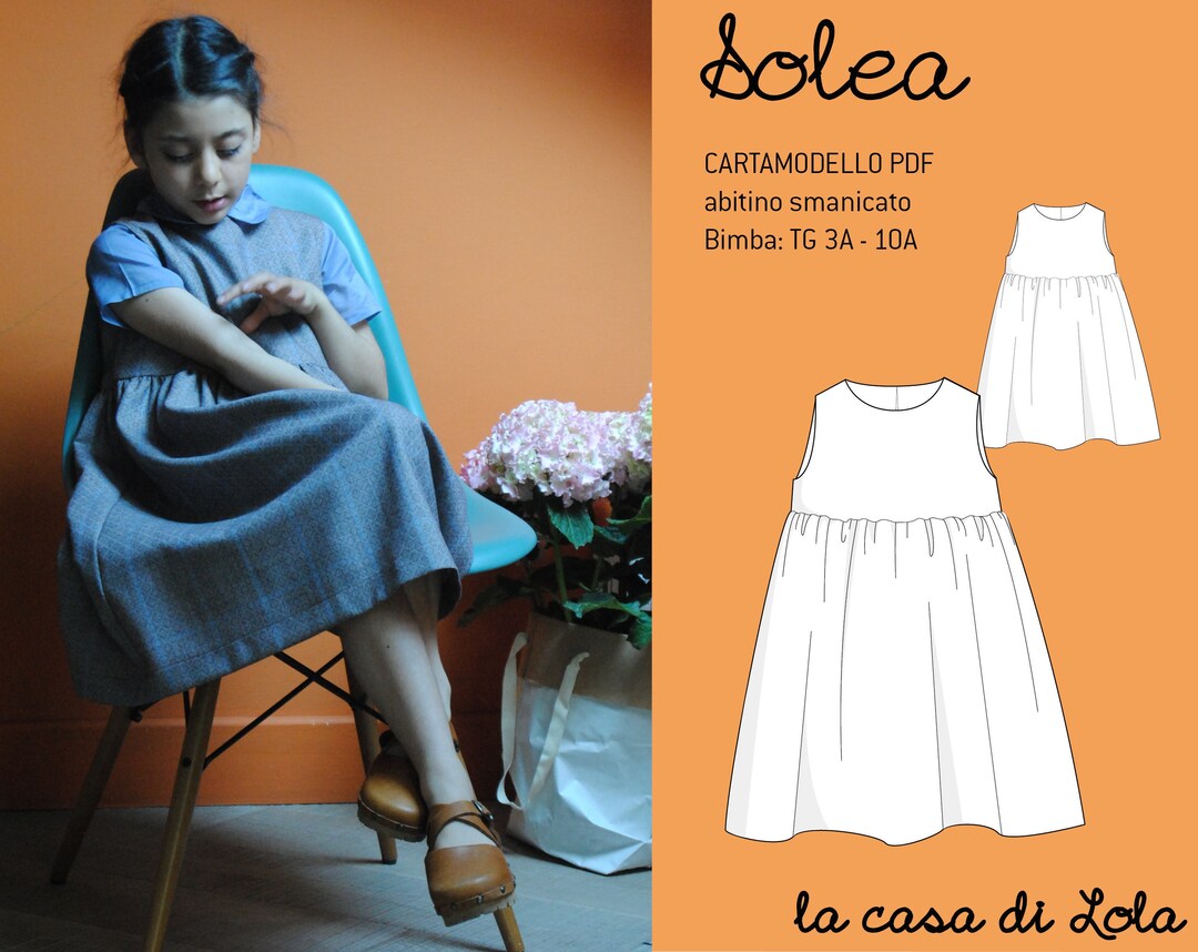 Solea PDF Sewing Pattern Baby Girl Dress Size 3A 10A Sleeveless Dress ...