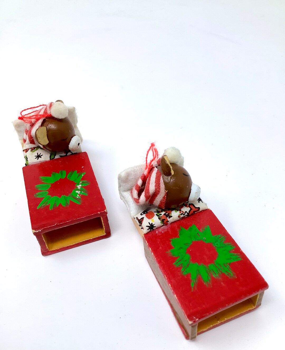 Wooden Ornaments Set of Sleeping Twins Matchbox Babies - Etsy