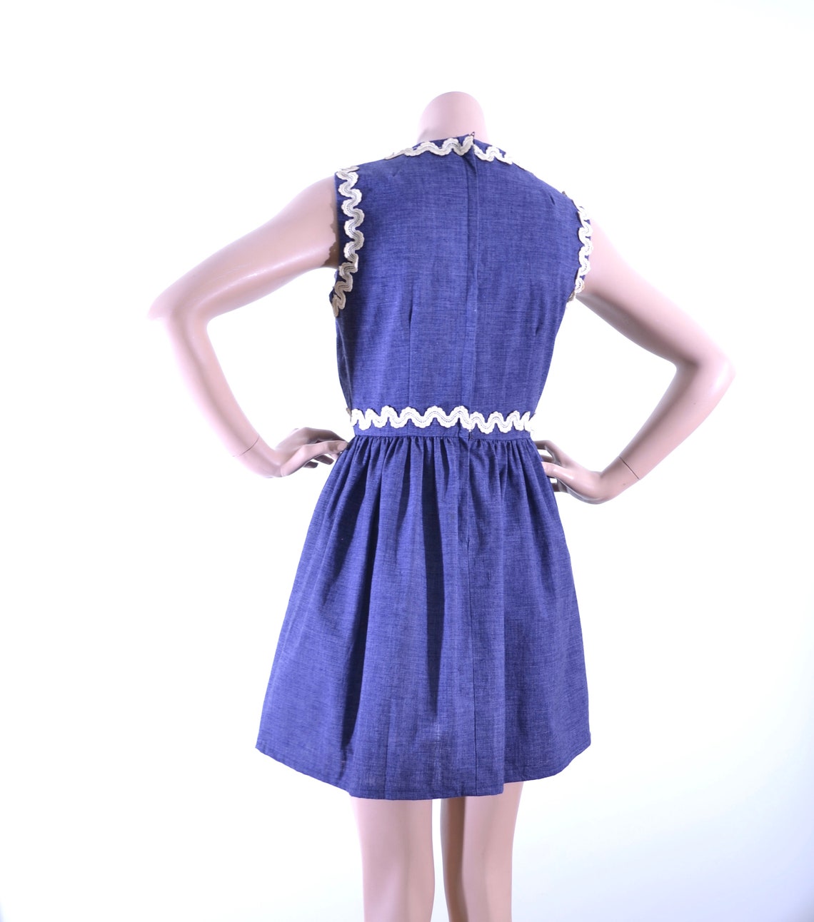 70's Denim and Fancy Rick-rack Dress - Etsy