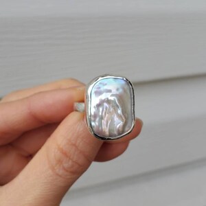 Make Your Size Genuine Large Baroque Pearl Ring With Sterling Silver ...