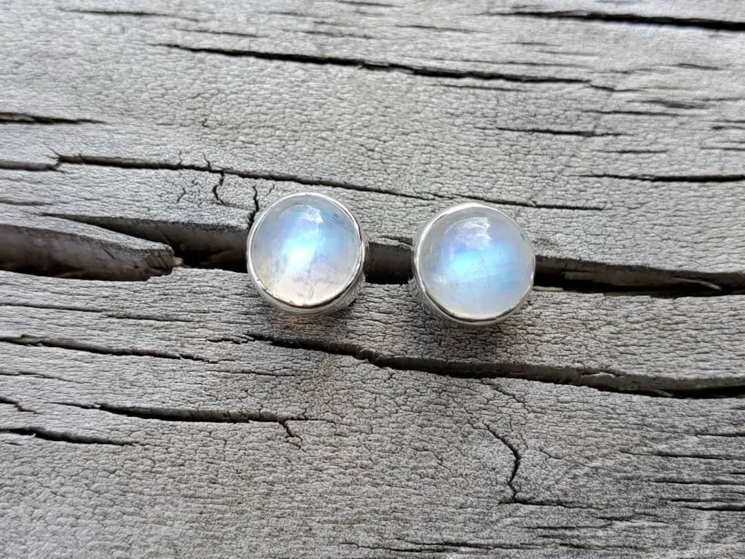 Natural Rainbow Moonstone Earrings With Sterling Silver, Handmade ...