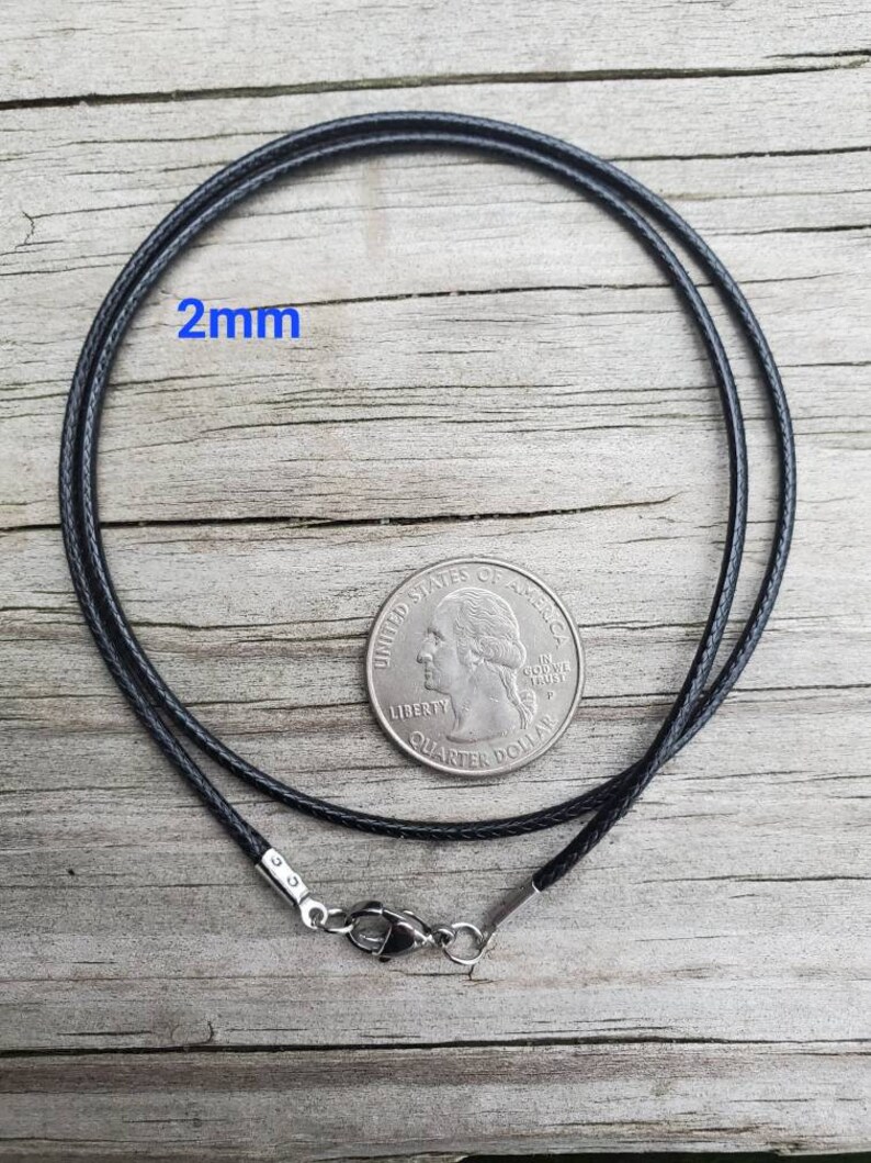 Black Faux Leather Necklace Cord: 2mm Polyester With Stainless Steel ...