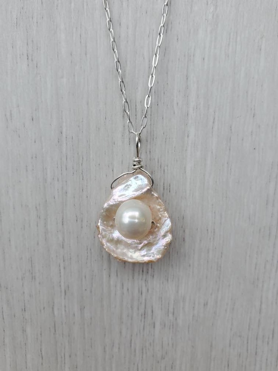Lindo colgante de perlas de agua dulce con plata esterlina, collar de ...