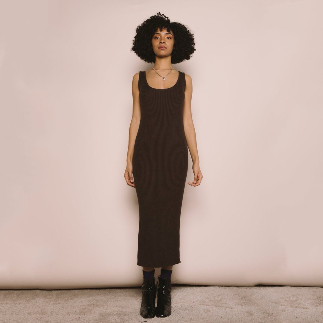 Ajaie Alaie Somos Dos Knit Slip Midi Dress in Alpaca & Pima Cotton Size ...