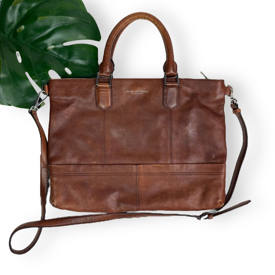 Tiger of Sweden Florina Convertible Leather Handbag Briefcase Crossbody ...