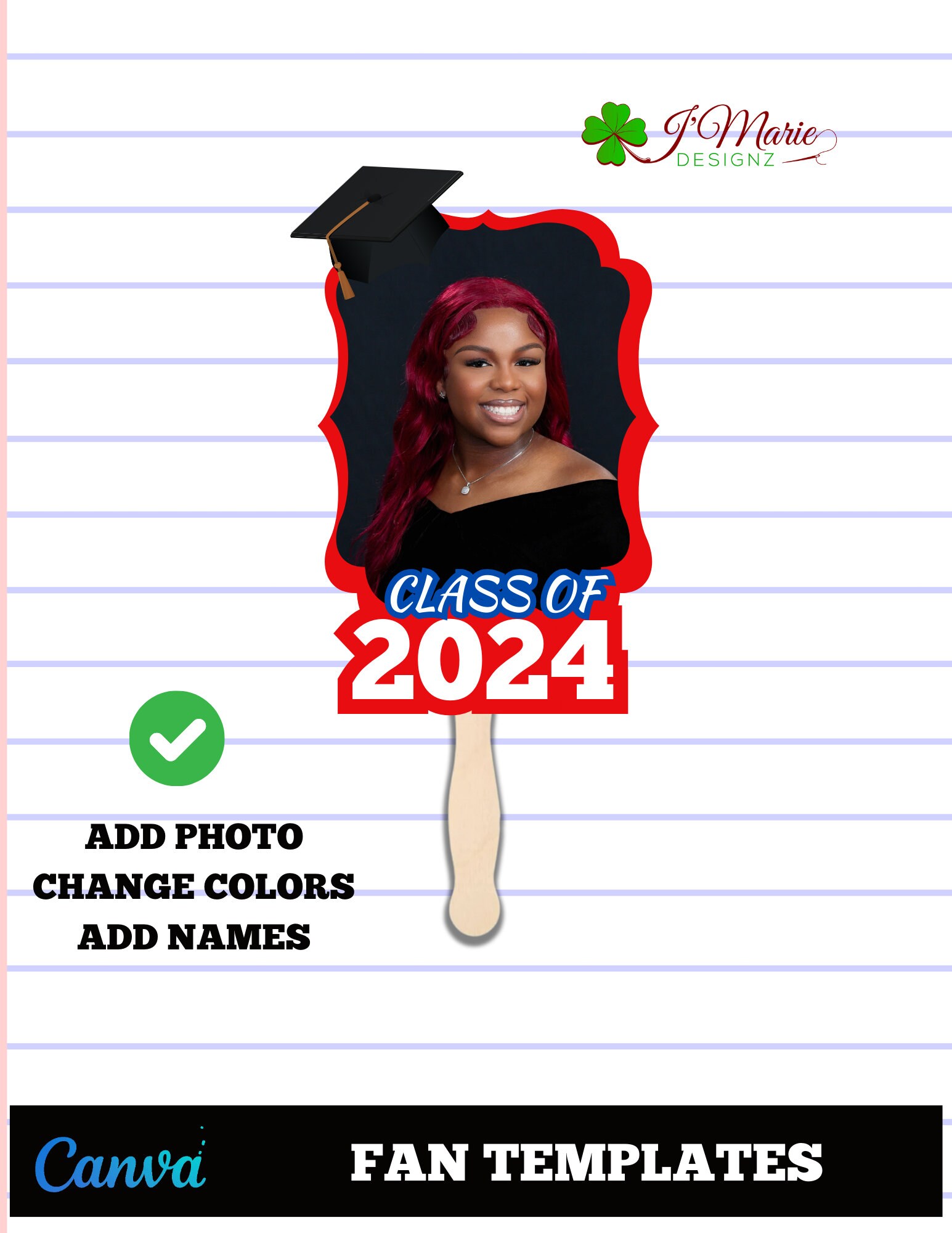 7PK Grad Fan Canva Template, Graduation 2024 Fans, Party Favor ...