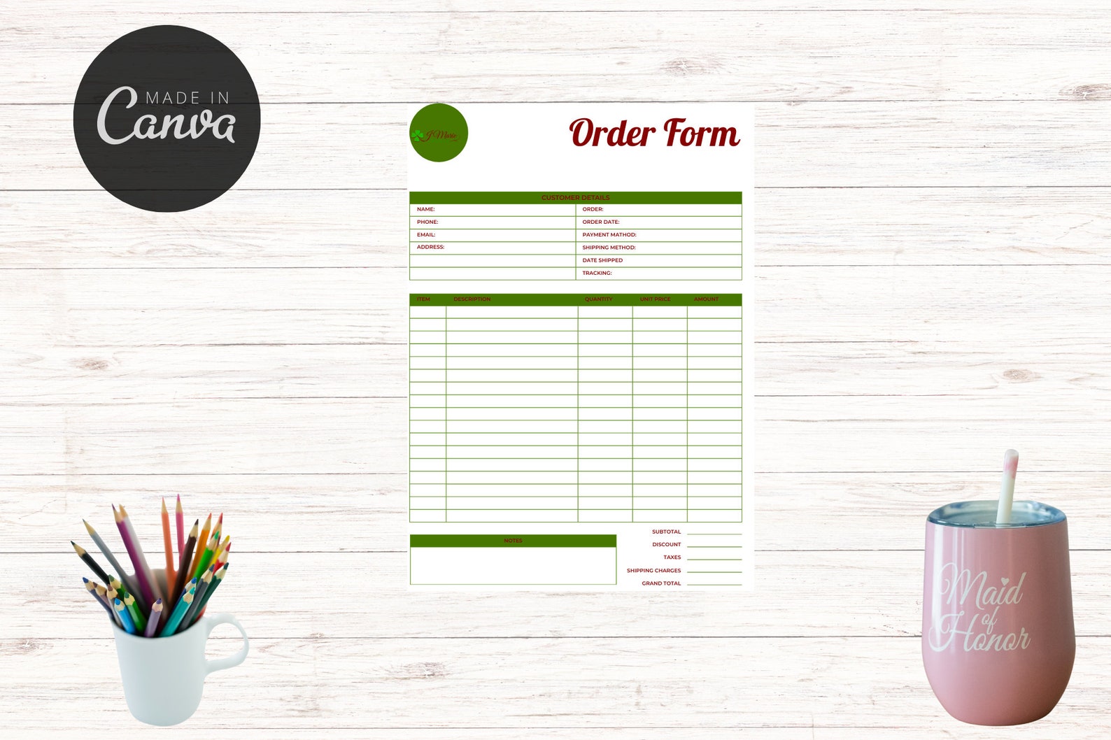 Editable Order Form Template. Custom Order Forms. Purchase Order Form ...