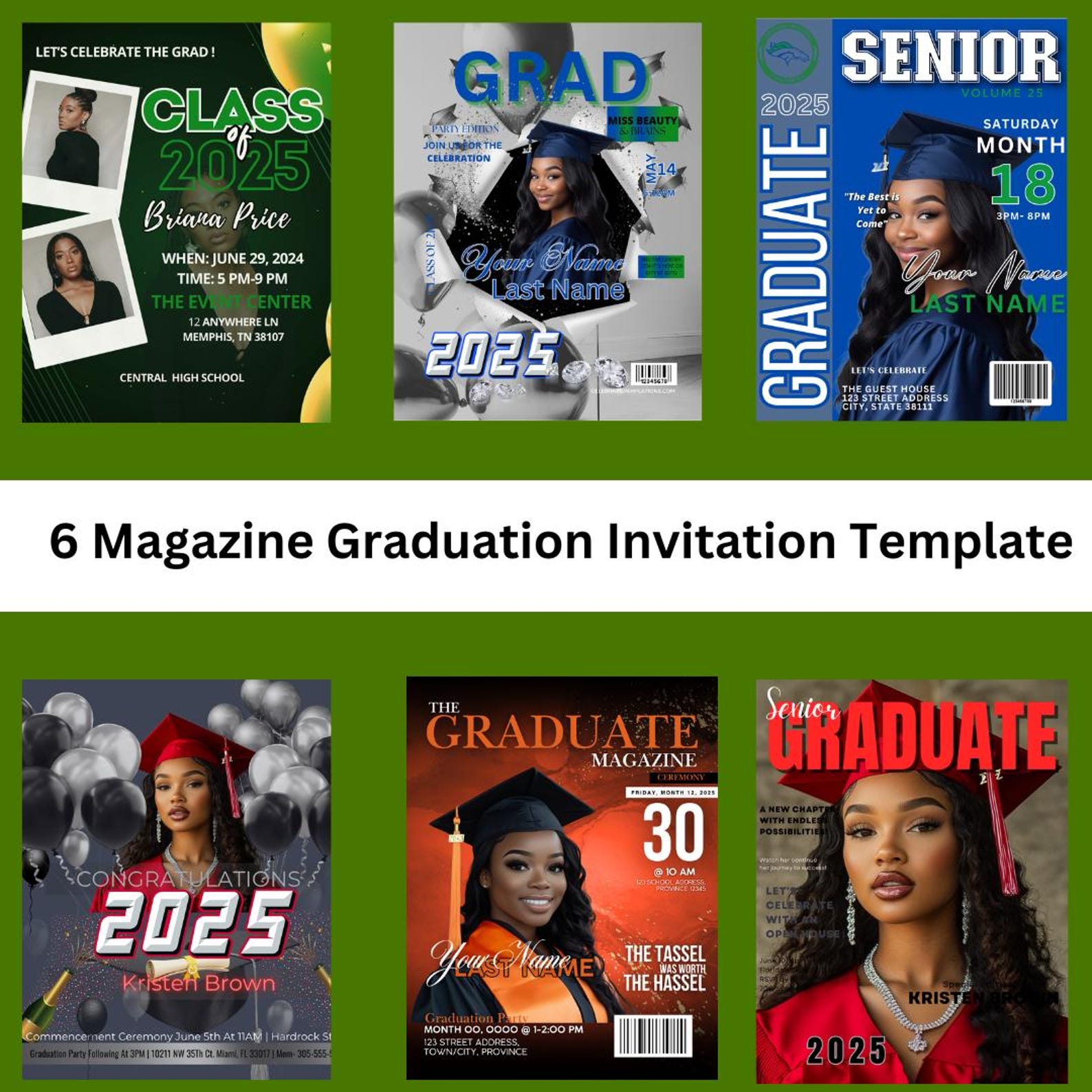 Magazine Graduation Invitation Template– Editable Canva Graduate ...