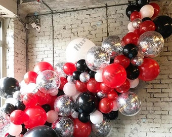 Red Silver Balloon Arch - Etsy