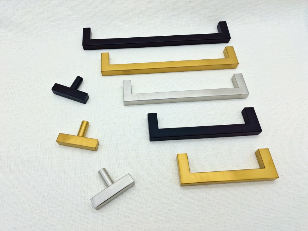 Modern Kitchen Cabinet Handles Stainless Steel Pulls Metal Knobs ...