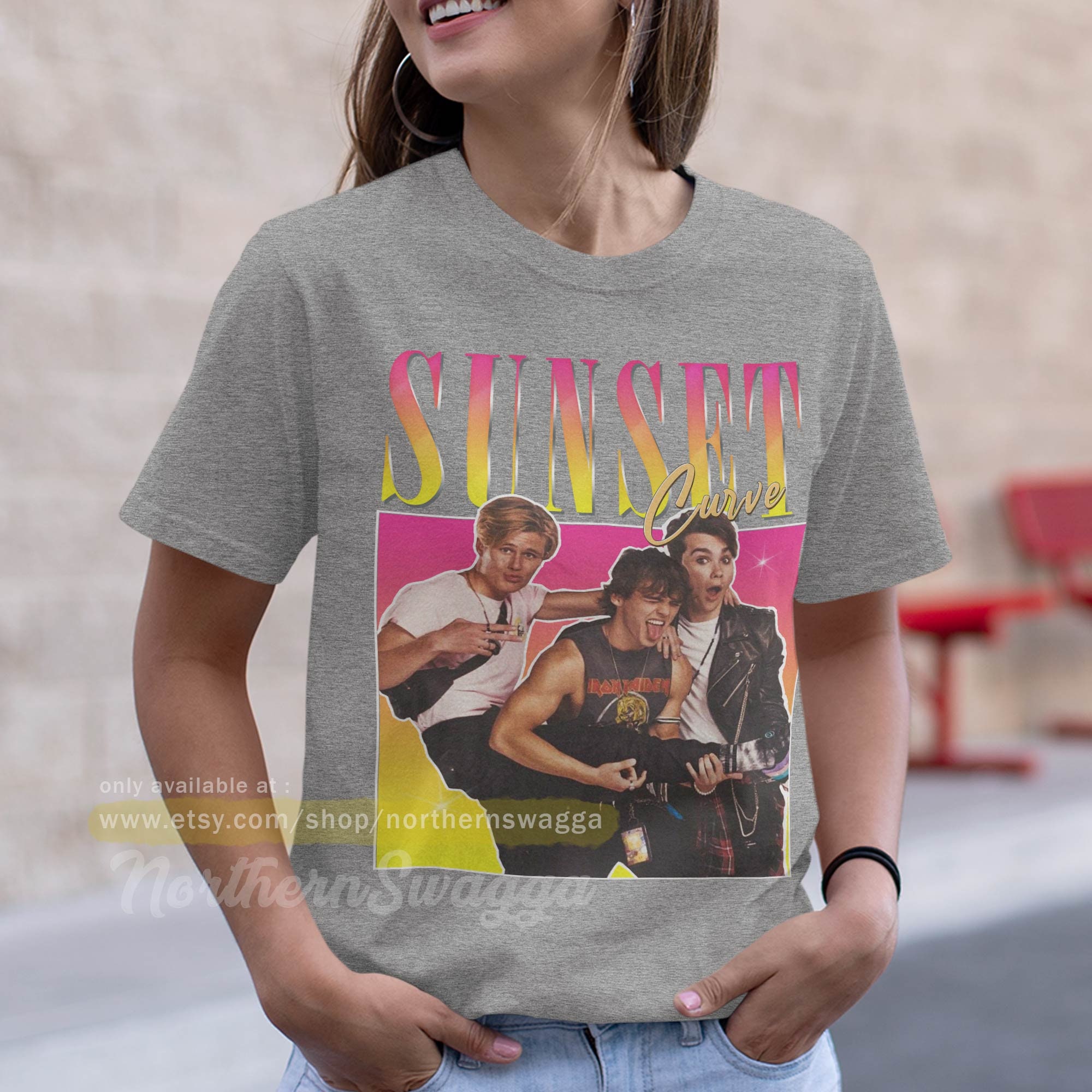 Sunset curve shirt design retro style cool fan art t-shirt 90s | Etsy