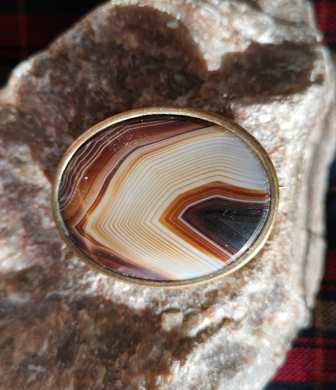 LARGE BANDED AGATE Scottish Brooch Vintage Edwardian Victorian - Etsy