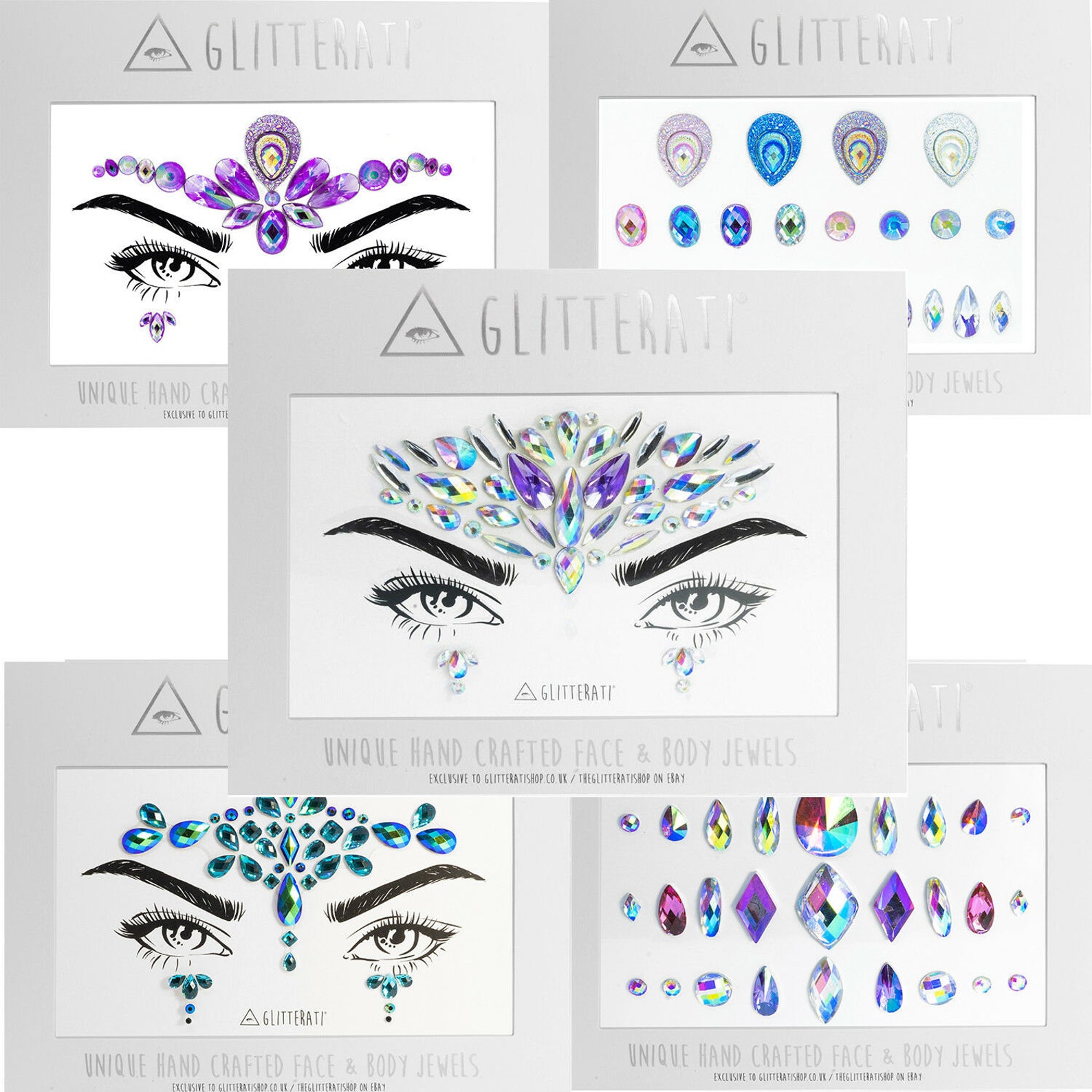 Festival Face Gems Adhesive Stick on Jewels Sticker Rave Party Body ...