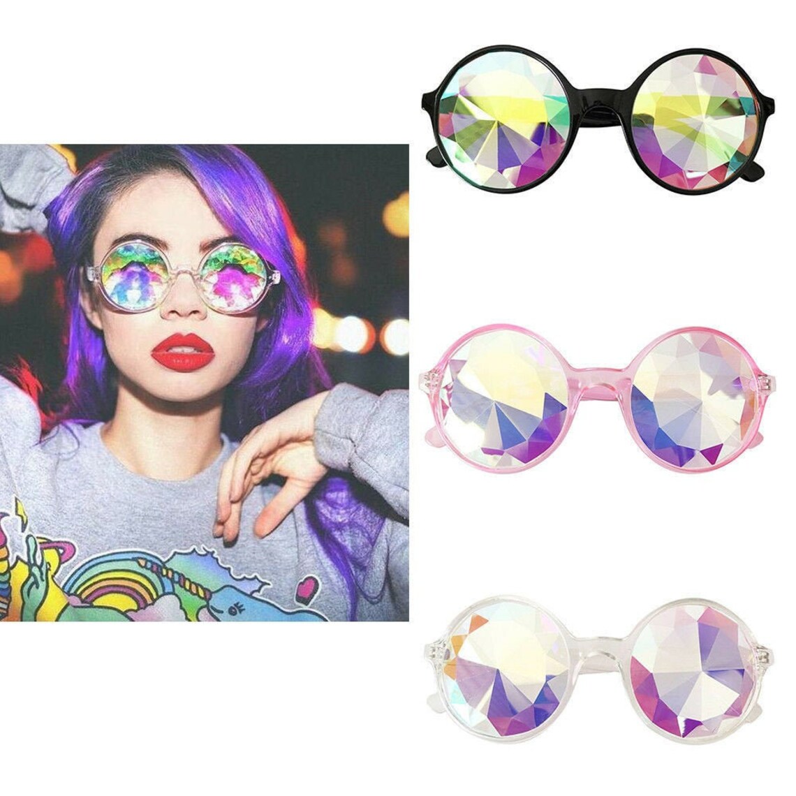 Kaleidoscope Glasses Rave Sunglasses Festival Diffracted | Etsy UK
