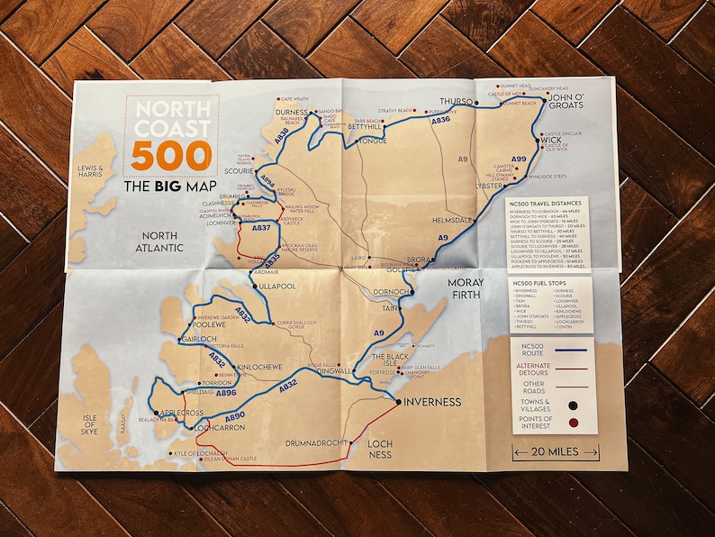 NC500 Map North Coast 500 the Big Map A2 Foldable to A5 - Etsy