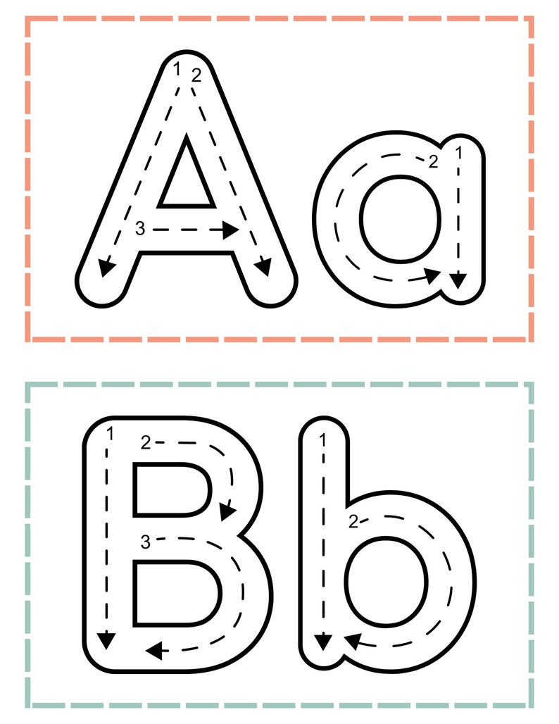 Alphabet Tracing Cards Worksheet A-J - Etsy