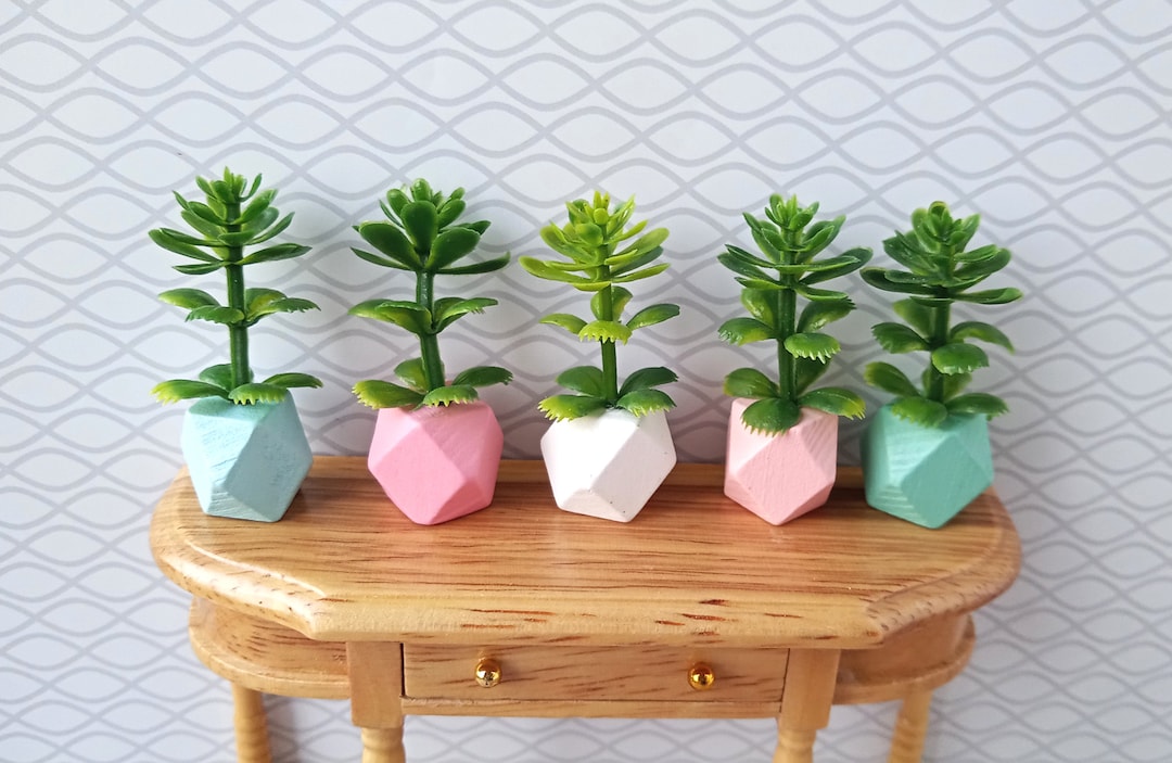 Miniature Plants Dollhouse Barbie Garden Mini Potted Plants, Scale 1/12 ...