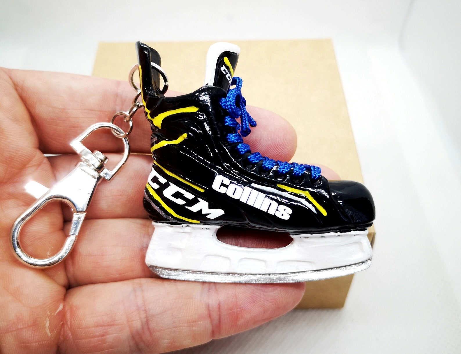 Hockey Skate Bag Keychain Ornament Figurine, Custom Name Number Hockey ...