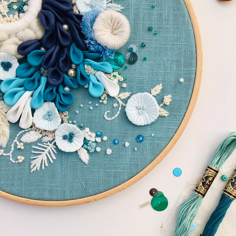 Embroidery Art Textile 3D Floral Blooms Artwork Original | Etsy