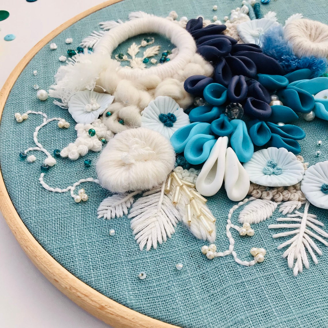 Embroidery Art Textile 3D Floral Blooms Artwork Original | Etsy