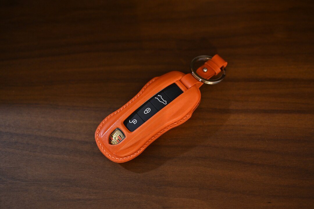 Porsche Leather Key Case Cayenne 911 Panamera Taycan Smart Key Orange ...