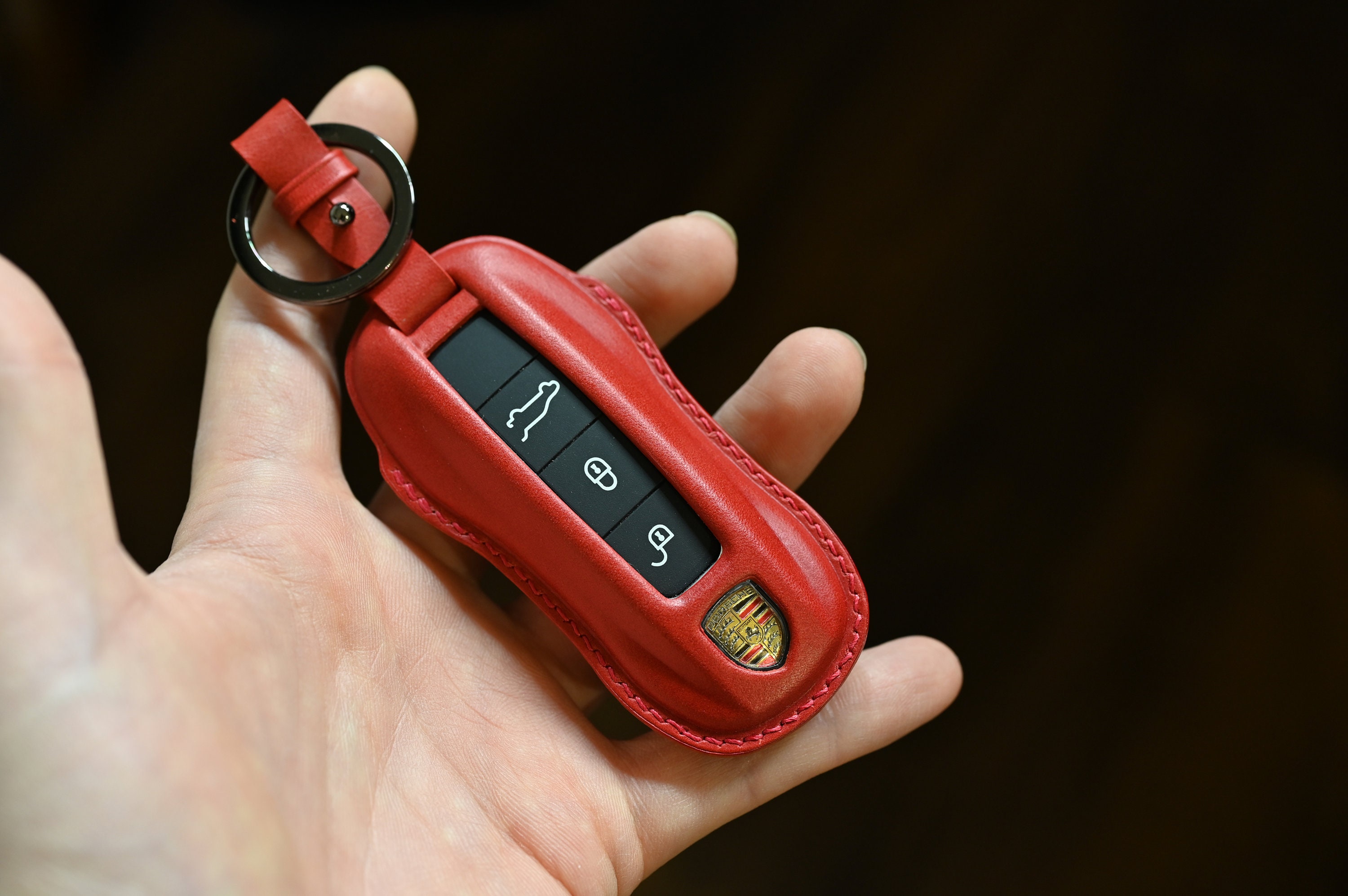 Porsche Leather Key Case Cayenne 911 Macan Panamera Taycan Smart Key - Etsy