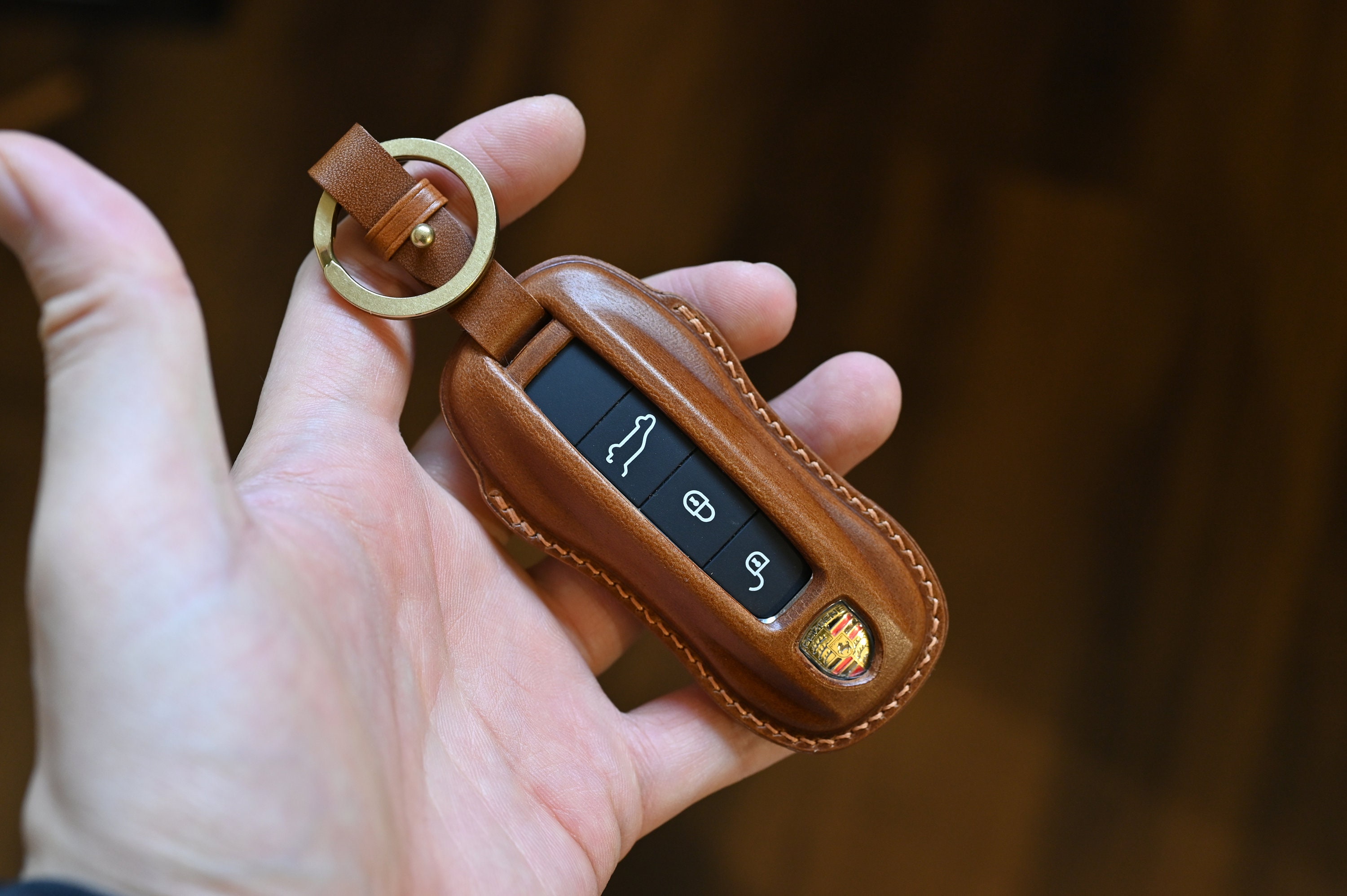 Porsche Leather Key Case Cayenne 911 Macan Panamera Taycan Smart Key ...