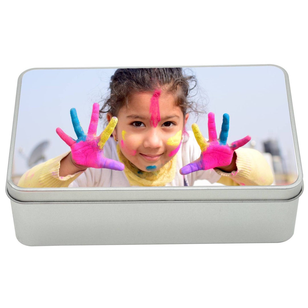Personalised Rectangular Metal Storage Tin Box Add a Photo or Any Text ...