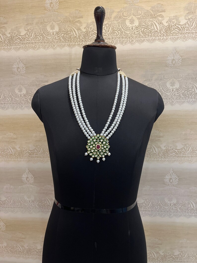 Groom Necklace for Sherwani Indian Men Accessories Emerald Necklace ...