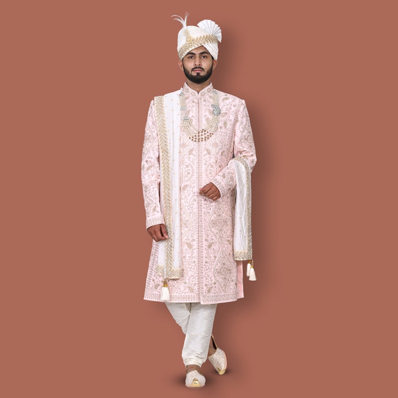 Pastel SHERWANI Groom, Indian Groom Dress, Groom Sherwani, Sherwani Men ...