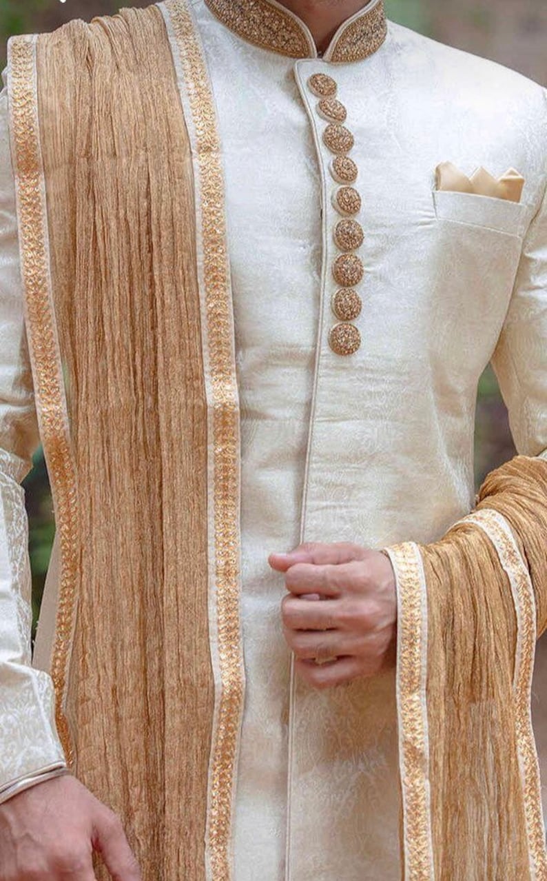 Golden Sherwani Men's Luxury Latest Elegant Sherwani | Etsy