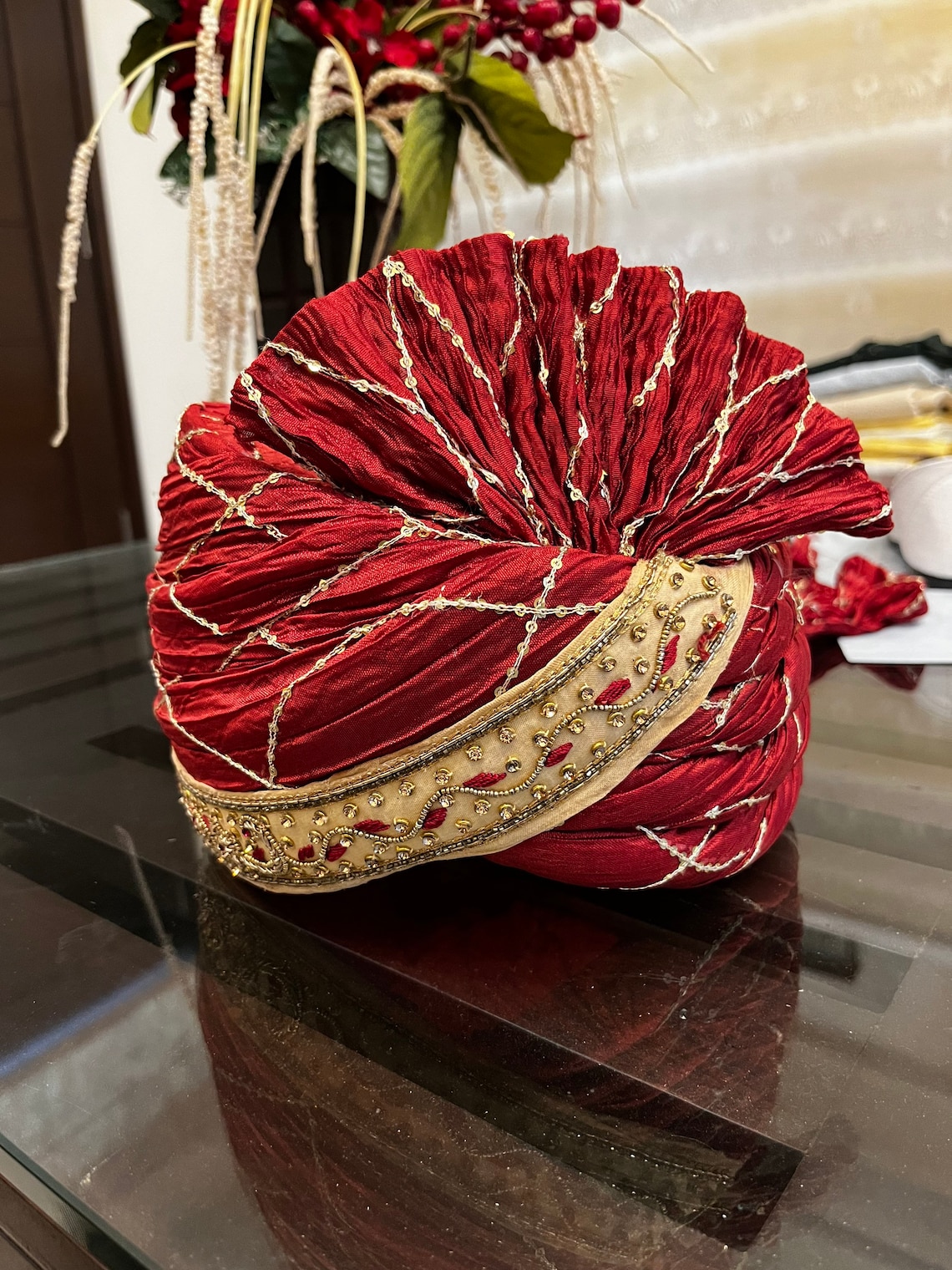 Red Wedding Turban Safa for Indian Wedding Royal Wedding - Etsy