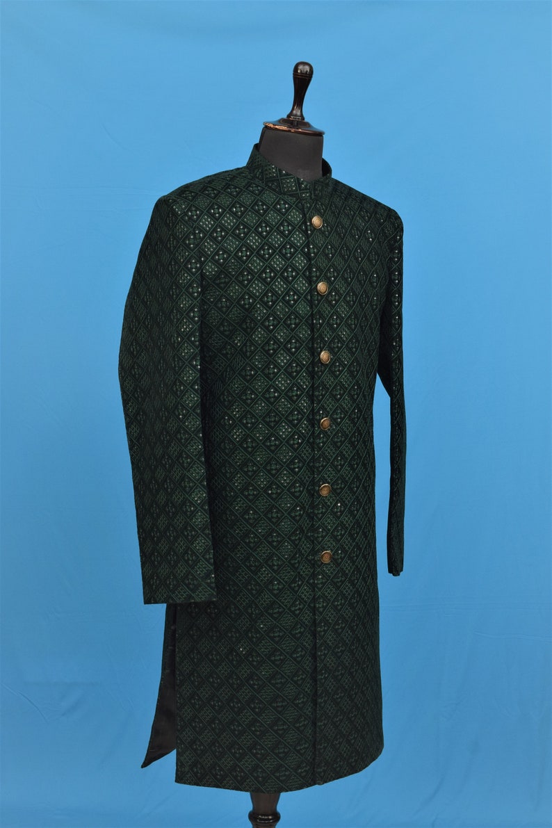 Green Velvet Sherwani for Men Indian Wedding Sherwani - Etsy