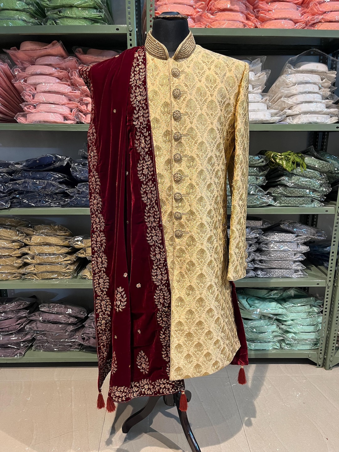 Traditional Stole / Dupatta for Men Sherwani | Groomsmen Stole | Velvet ...