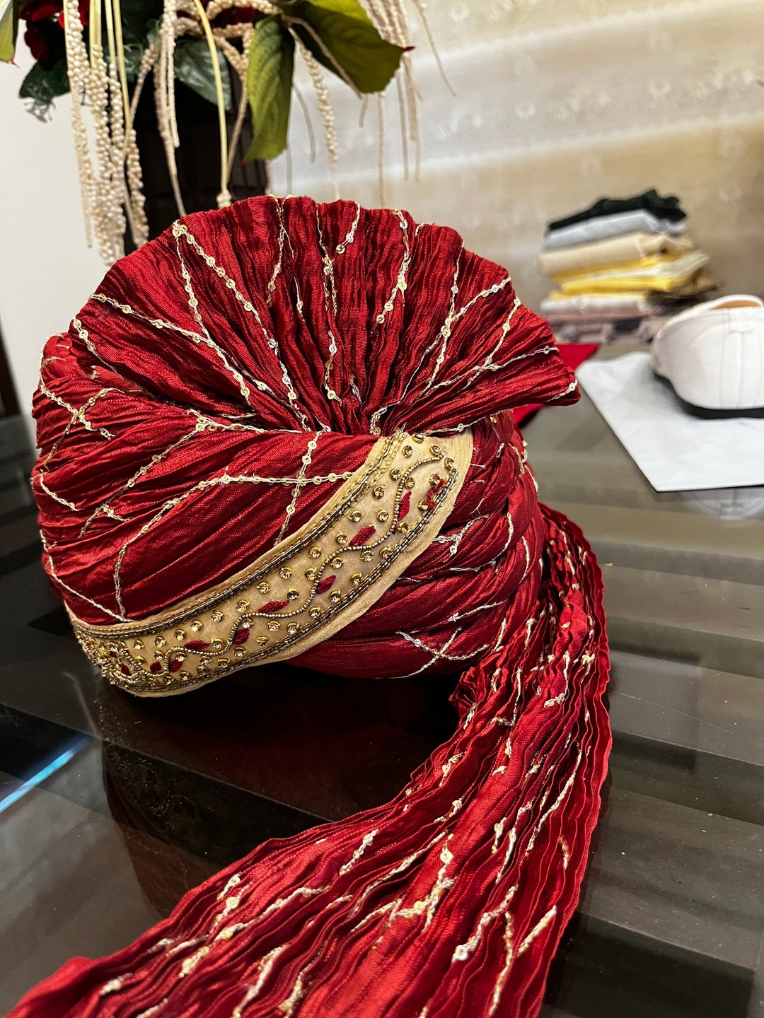 Red Wedding Turban | Safa for Indian Wedding | Royal Wedding Safa ...