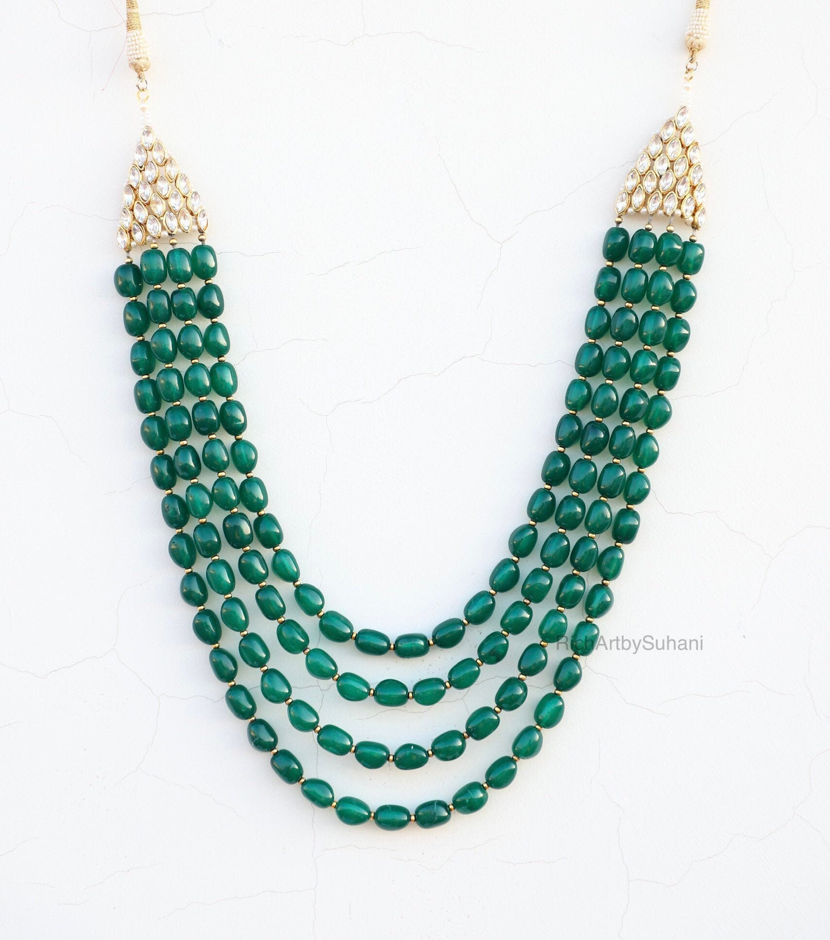 Groom Necklace for Sherwani | Indian Men Accessories | Emerald Necklace ...