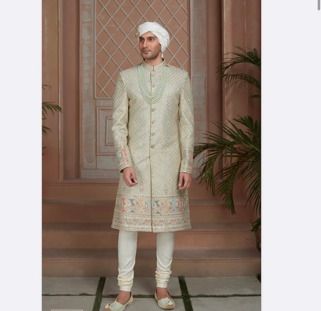 Handwork Sherwani Men's Sherwani Latest Designer Chikankari Work With ...