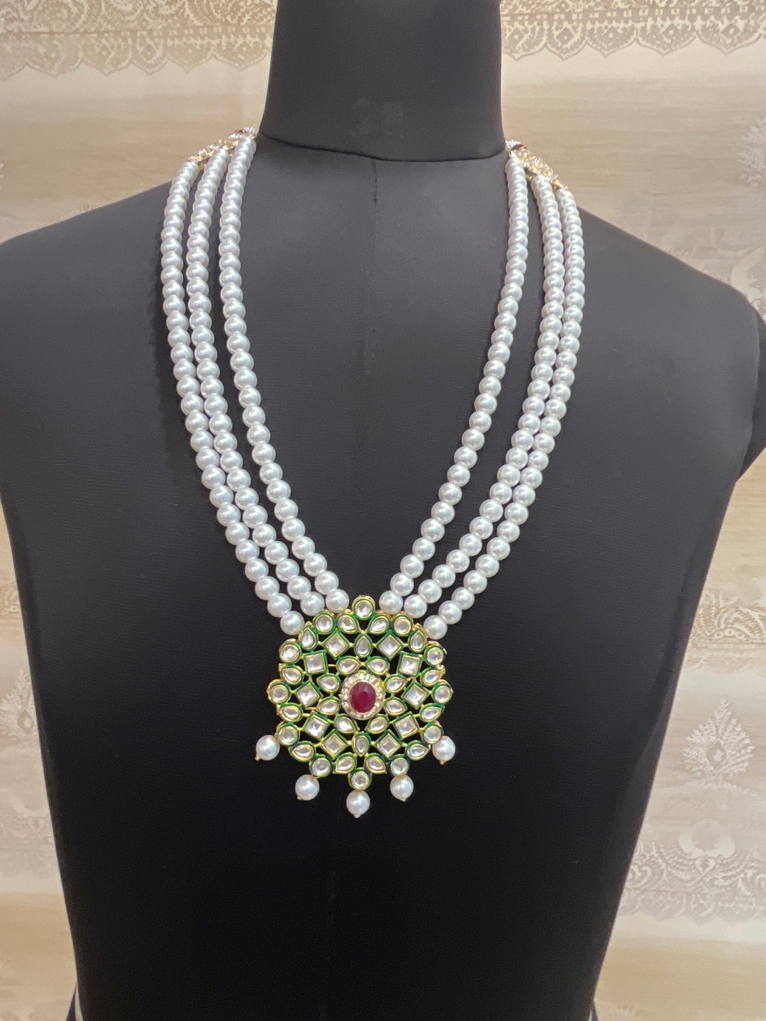 Groom Necklace for Sherwani Indian Men Accessories Emerald Necklace ...