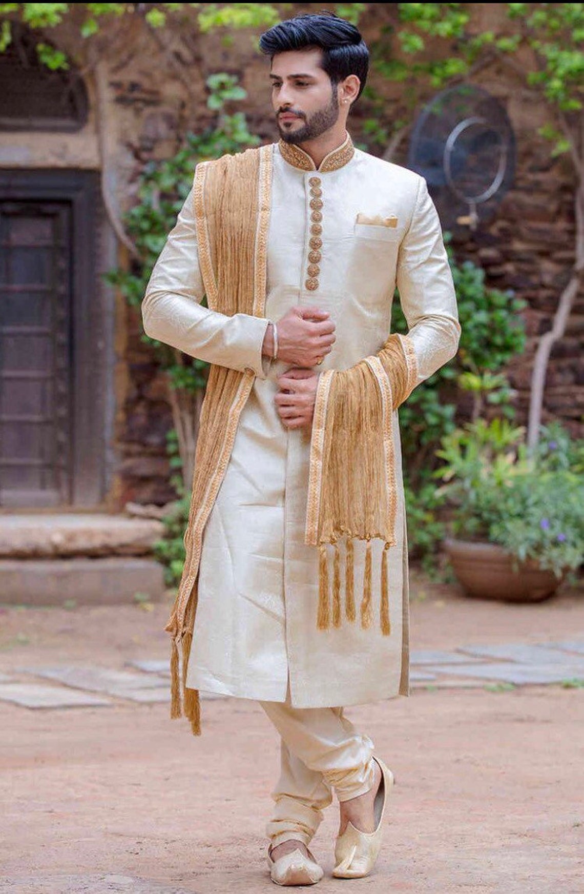 Golden Sherwani Men's Luxury Latest Elegant Sherwani - Etsy UK