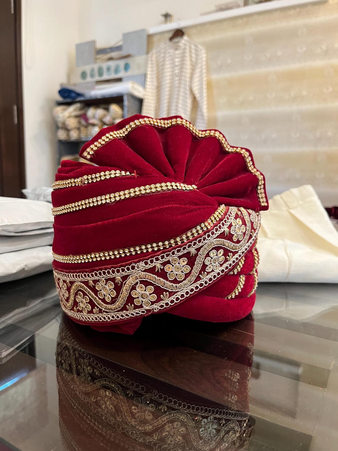 Red Wedding Turban | Safa for Indian Wedding | Royal Wedding Safa ...