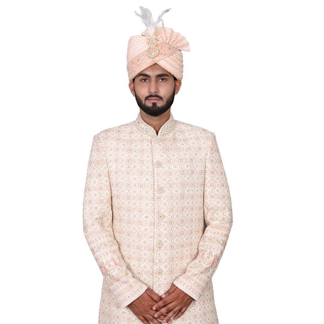Pastel Handwork Sherwani, Maharaja Sherwani, Indian Wedding Sherwani ...