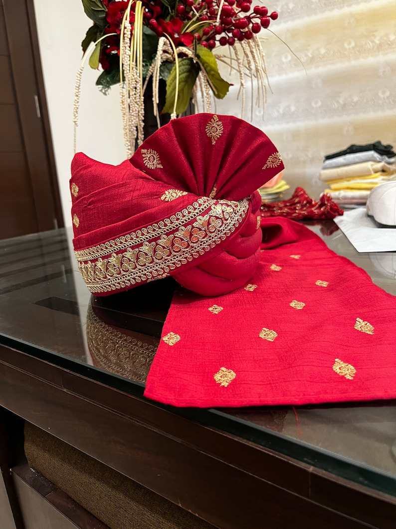 Red Wedding Turban | Safa for Indian Wedding | Royal Wedding Safa ...