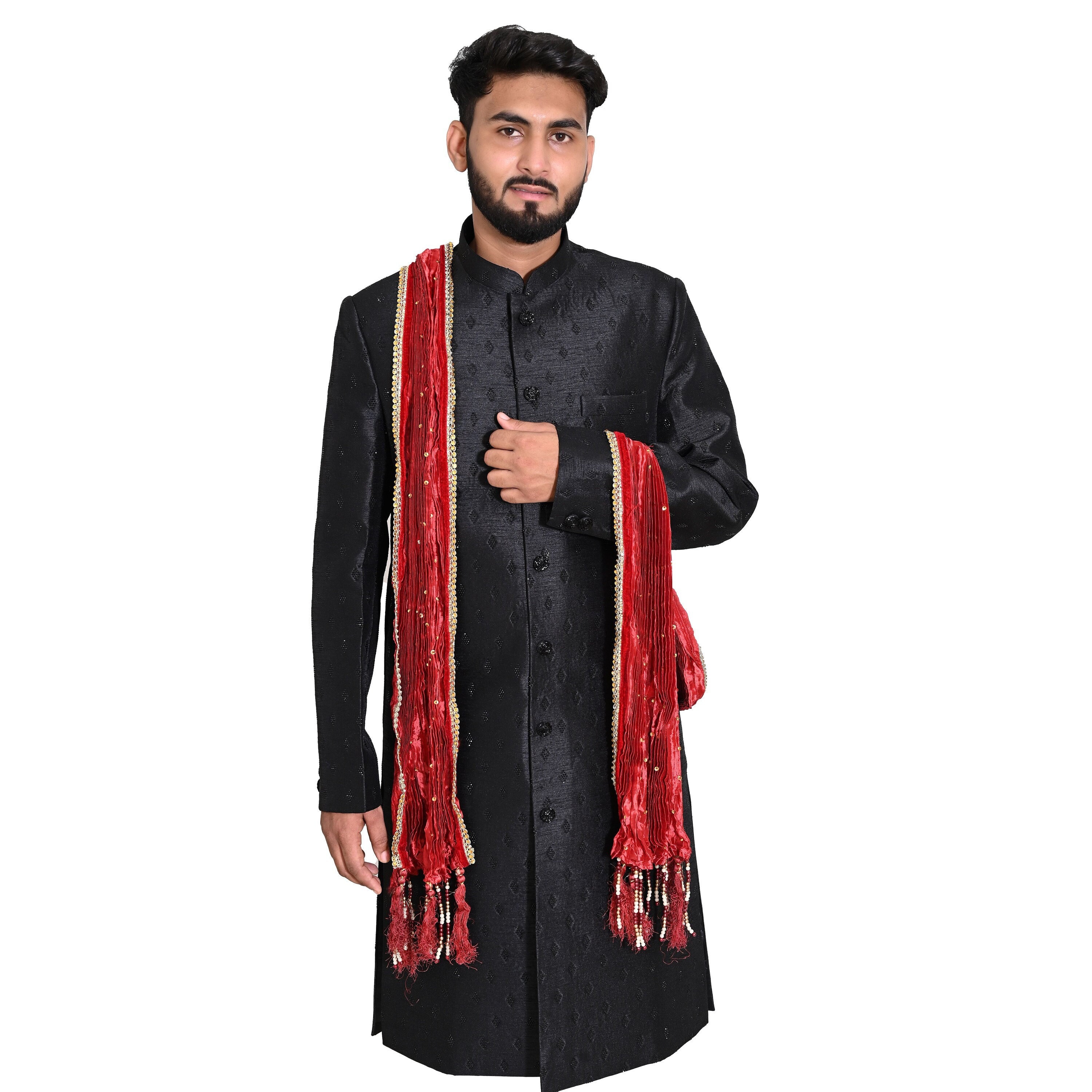 Red Barati Stole Sherwani Stole Groomsmen Stole Indian Wedding Kurta ...